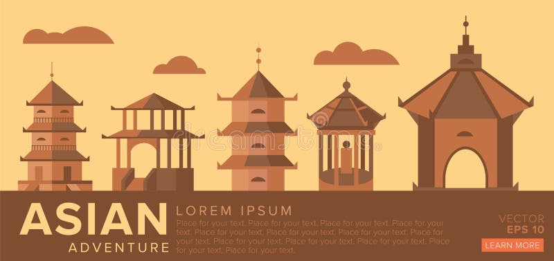Travel To Asia. Traditional Architecture. Stock Vector - Illustration ...