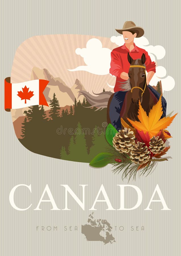 Travel To Canada. Postcard. Canadian Vector Illustration. Retro Style ... Travel To Canada. Postcard. Canadian Vector Illustration. Retro Style ...