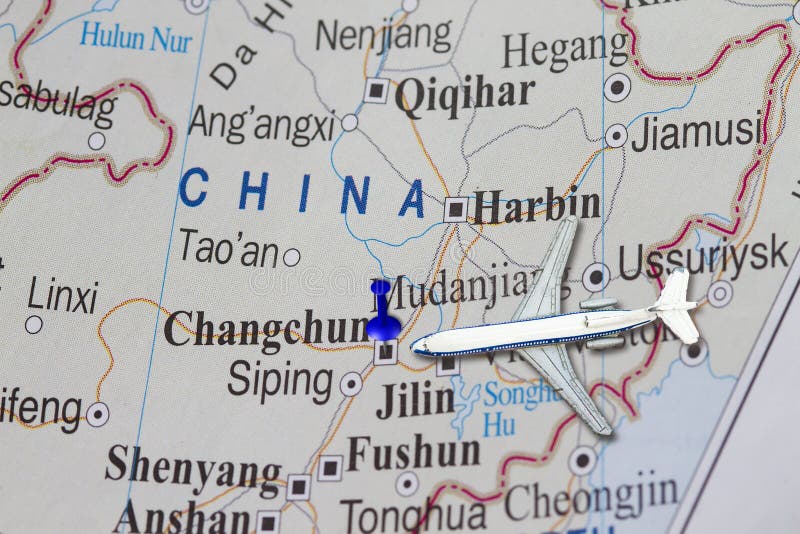 Travel To China- Map and Push Pin Stock Image - Image of city, qiqijar ...