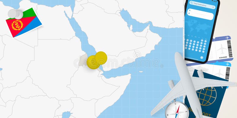 Travel To Eritrea Concept Map With Pin On Map Of Eritrea Vacation Preparation Map Flag