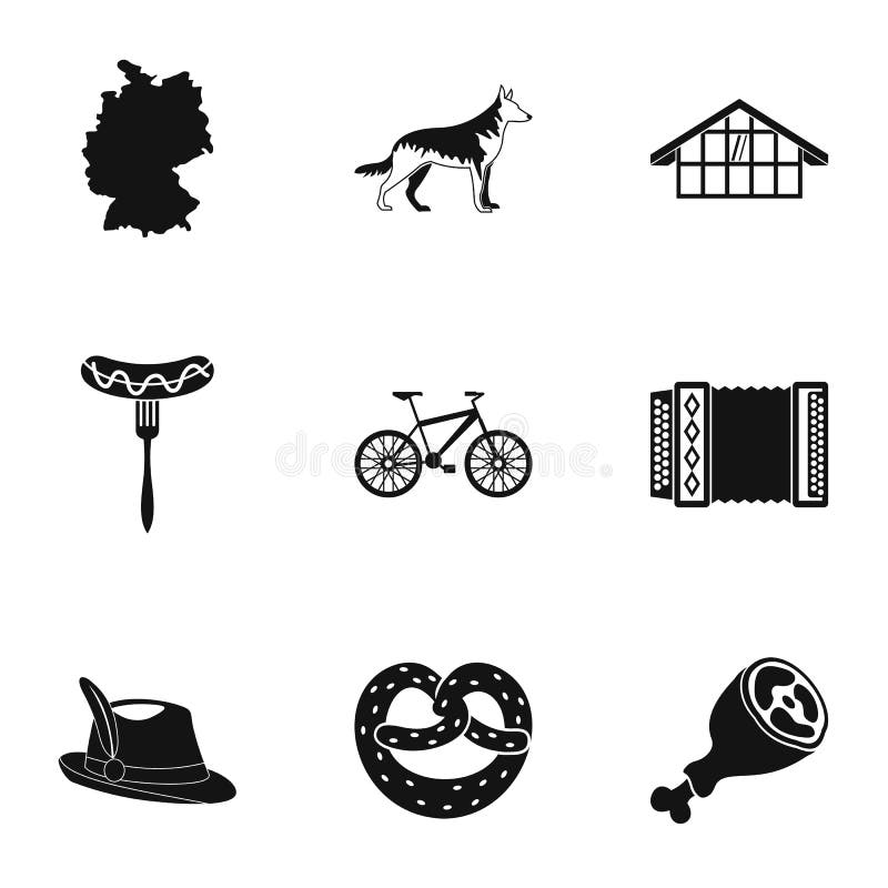 Travel To Germany Icons Set, Simple Style Stock Vector - Illustration ...