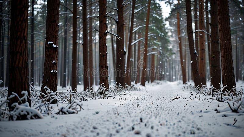 Travel To the Winter Forest with Car Stock Illustration - Illustration ...