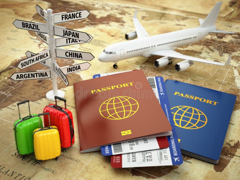 Travel Or Tourism Concept Passport Airplane Stock Illustration
