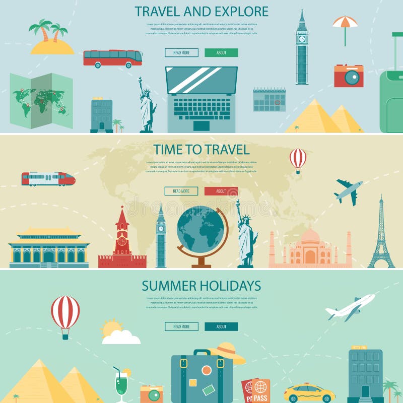 Travel and Tourism Headers, Banners. Concept Website Templates Stock ...