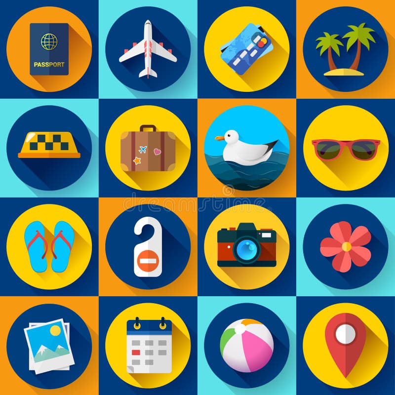 Travel and Tourism Icon Set. Flat Designed Style Stock Vector ...