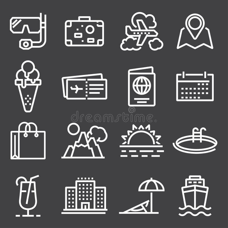 Travel and Tourism Icon Set Stock Illustration - Illustration of ...