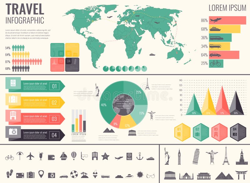 Travel and Tourism. Infographic Set with Charts and Other Elements ...