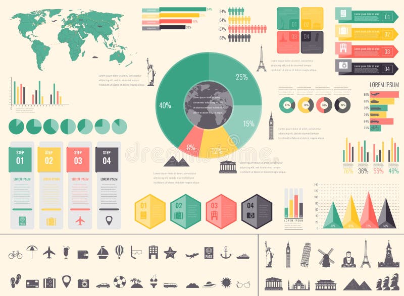 Travel and Tourism. Infographic Set with Charts and Other Elements ...