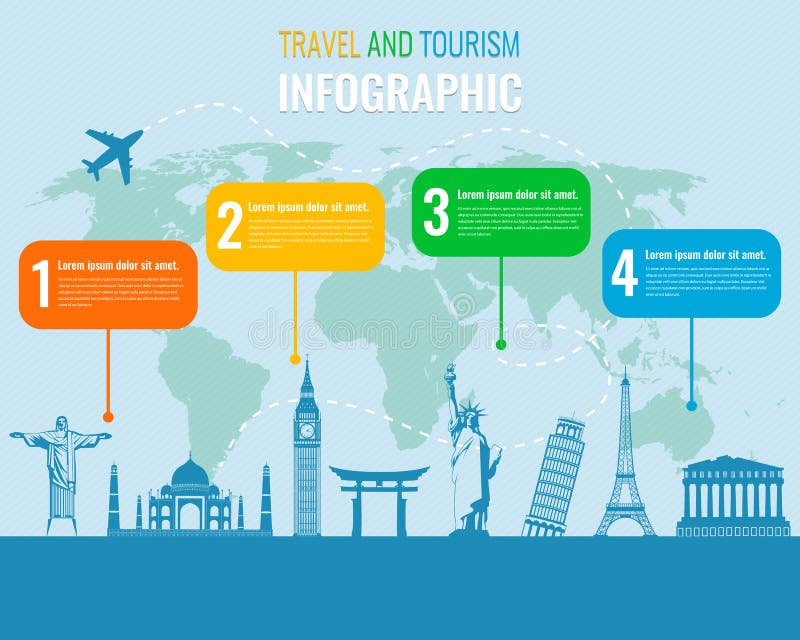 Travel and Tourism. Infographic Set with Landmarks Stock Illustration ...