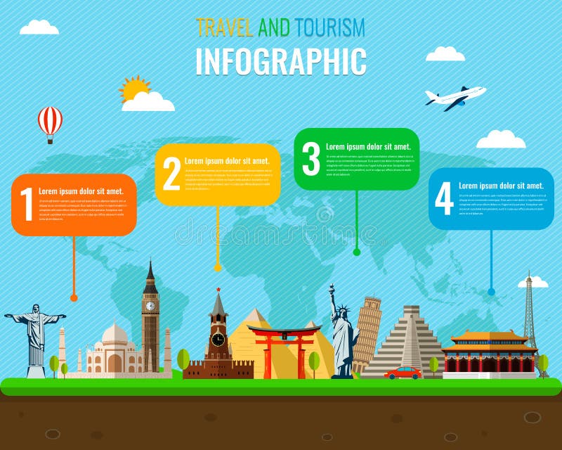 Travel and Tourism. Infographic Set with Landmarks Stock Illustration ...