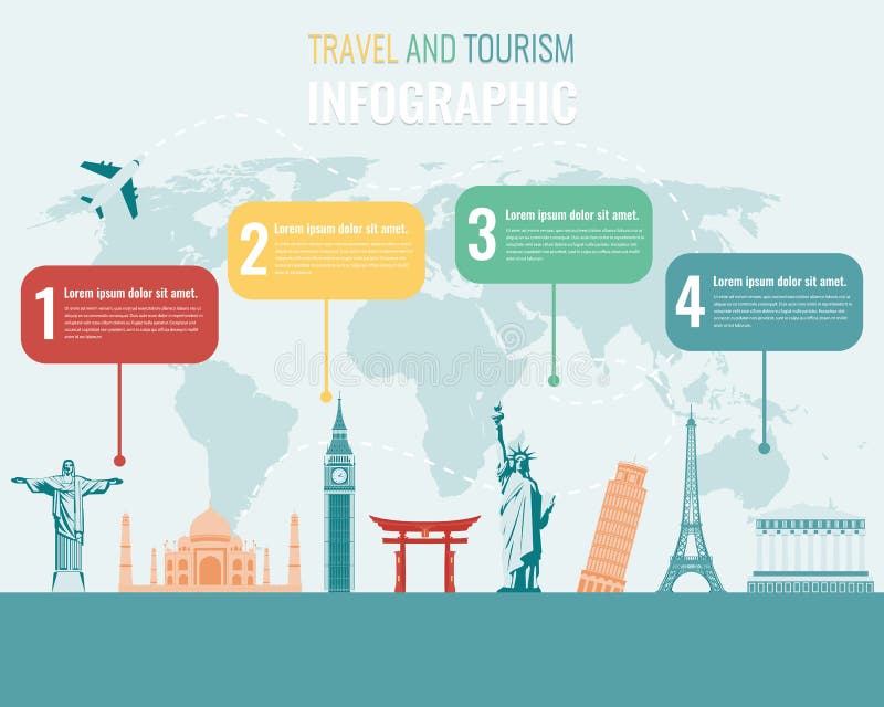 Travel and Tourism. Infographic Set with Landmarks Editorial Stock ...