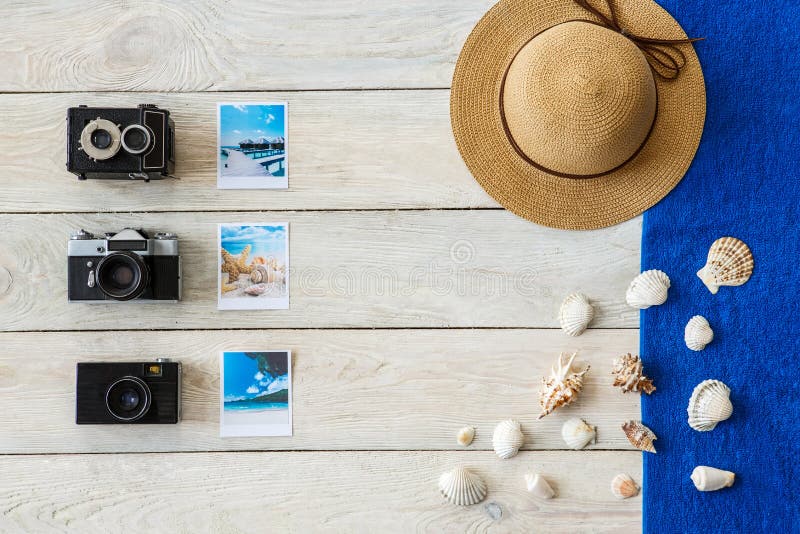 Travel Tourism Objects Isolated Top View Vacation Conecpt Stock Image ...