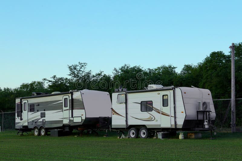 Travel Trailers Parked. Home on Wheels Stock Image - Image of park ...