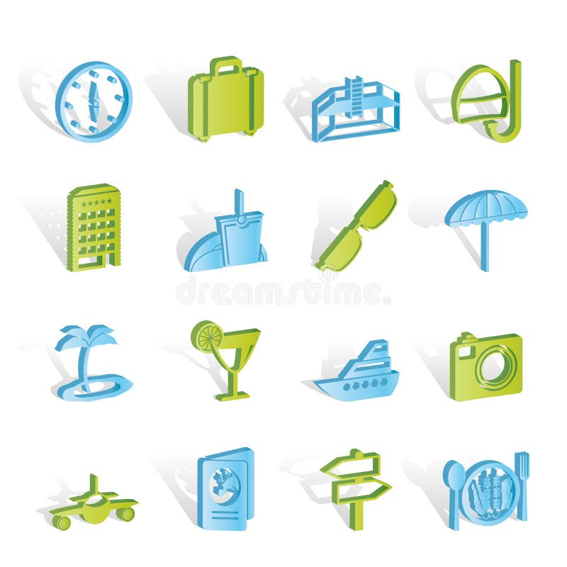 Travel, Trip and Tourism Icons Stock Vector - Illustration of button ...