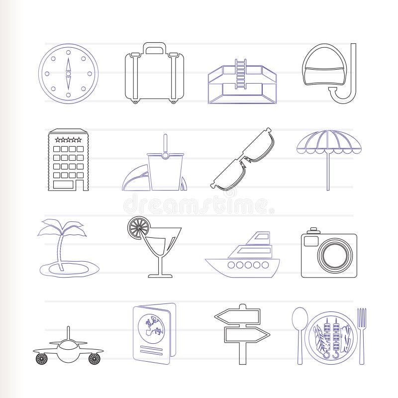 Travel, Trip and Tourism Icons Stock Vector - Illustration of sign ...