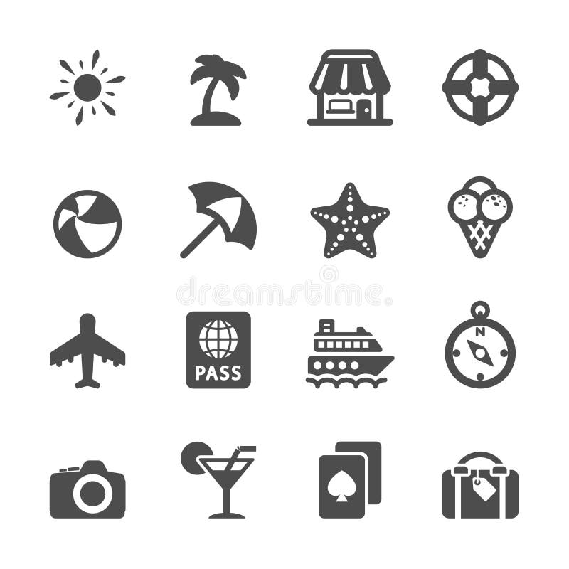 Travel Symbol Line Icon Set Stock Vector - Illustration of ...