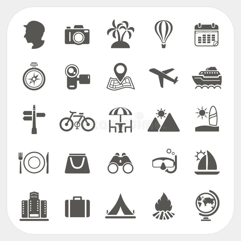 Camping, Outdoor Activity, Recreation, Icons Stock Vector ...