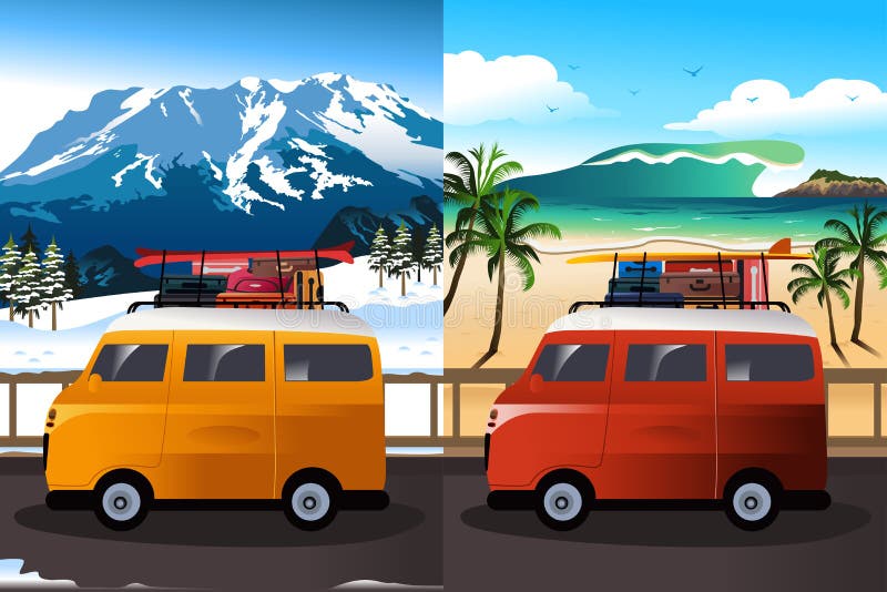 Travel in Van stock vector. Illustration of vacation - 61079194