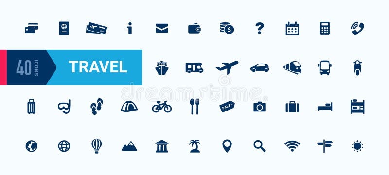Travel Vector Icon Set. Tour Sign Collection. Simple Flat Design for ...