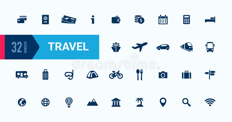 Travel Vector Icon Set. Tour Sign Collection. Simple Flat Design for ...