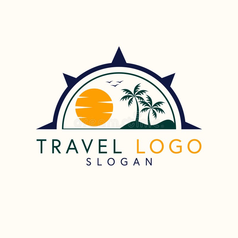 Travel Vector Logo Design. Palms and Sun Logotype Stock Vector ...