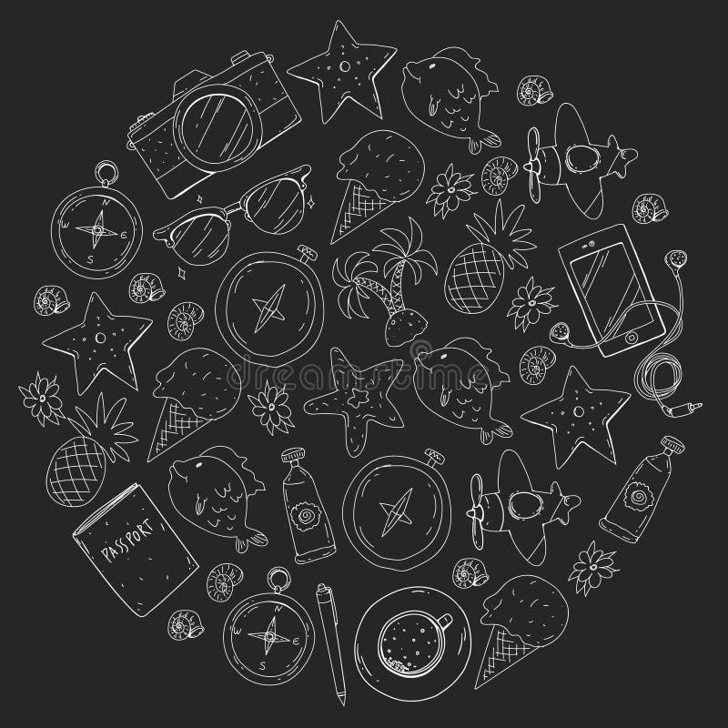 Travel Vector Pattern. Adventure, Beach, Tropical Design. Stock Vector ...