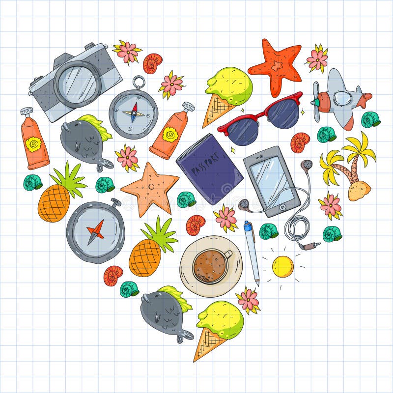 Travel Vector Pattern. Adventure, Beach, Tropical Design. Stock Vector ...