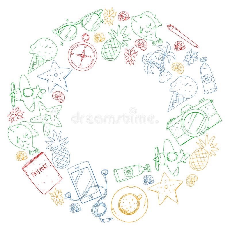 Travel Vector Pattern. Adventure, Beach, Tropical Design. Stock Vector ...