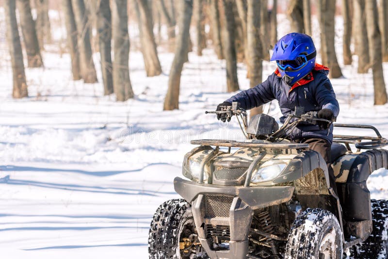 Travel in the Winter on the ATV. Beautiful Winter Nature Stock Photo ...