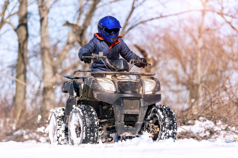 Travel in the Winter on the ATV. Beautiful Winter Nature Stock Image ...