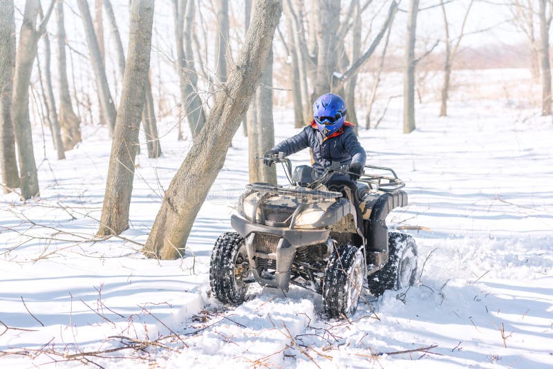 Travel in the Winter on the ATV. Beautiful Winter Nature Stock Image ...