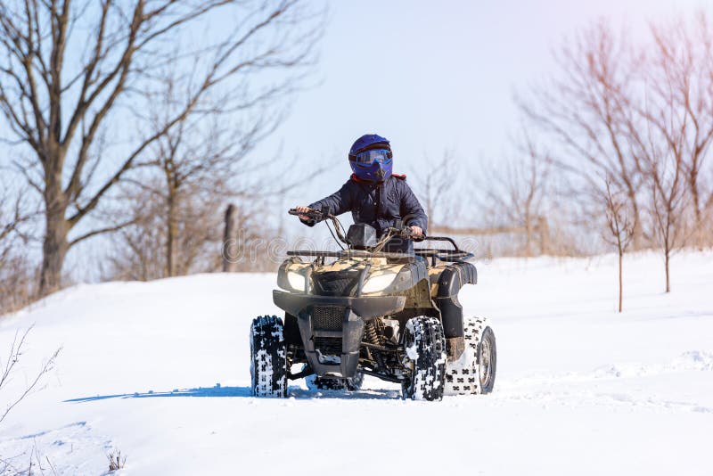 Travel in the Winter on the ATV. Beautiful Winter Nature Stock Image ...