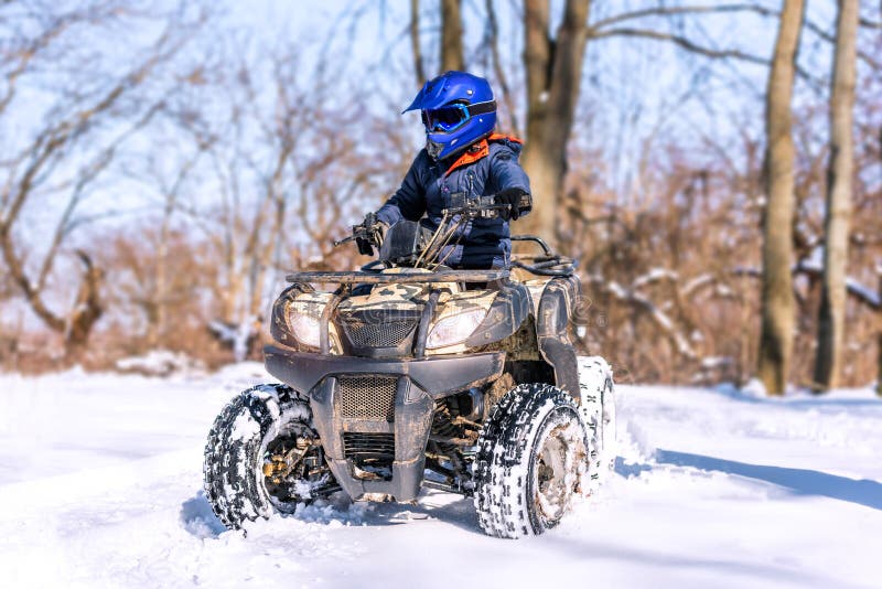 Travel in the Winter on the ATV. Beautiful Winter Nature Stock Photo ...