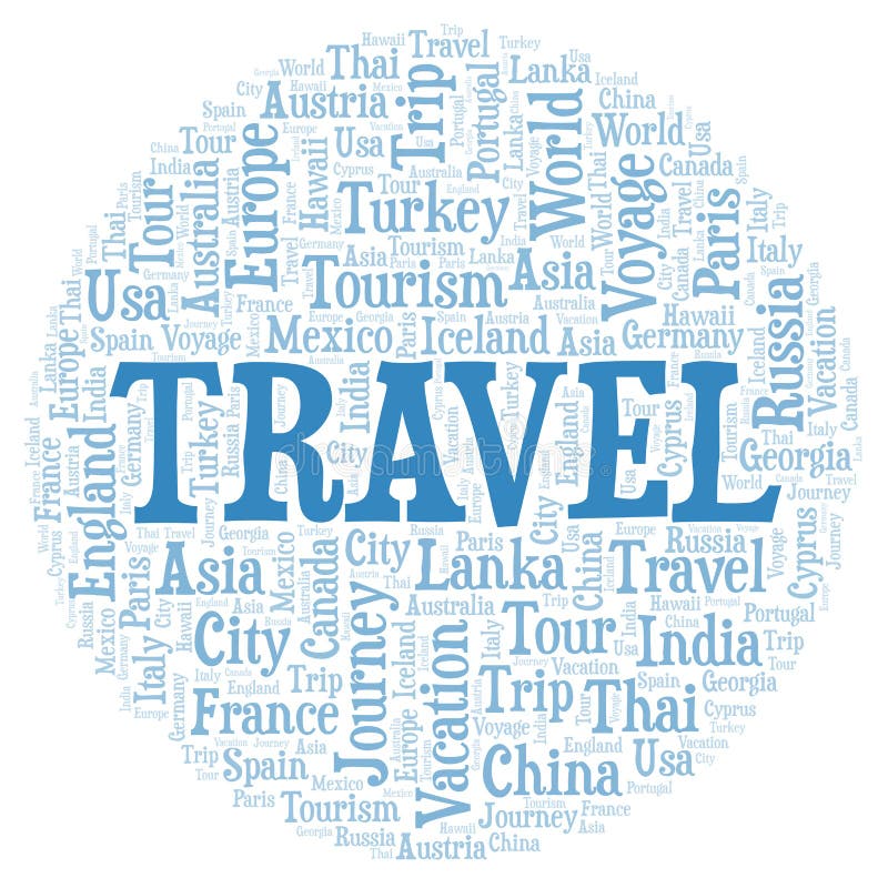 Travel word cloud. stock illustration. Illustration of tagcloud - 127593353