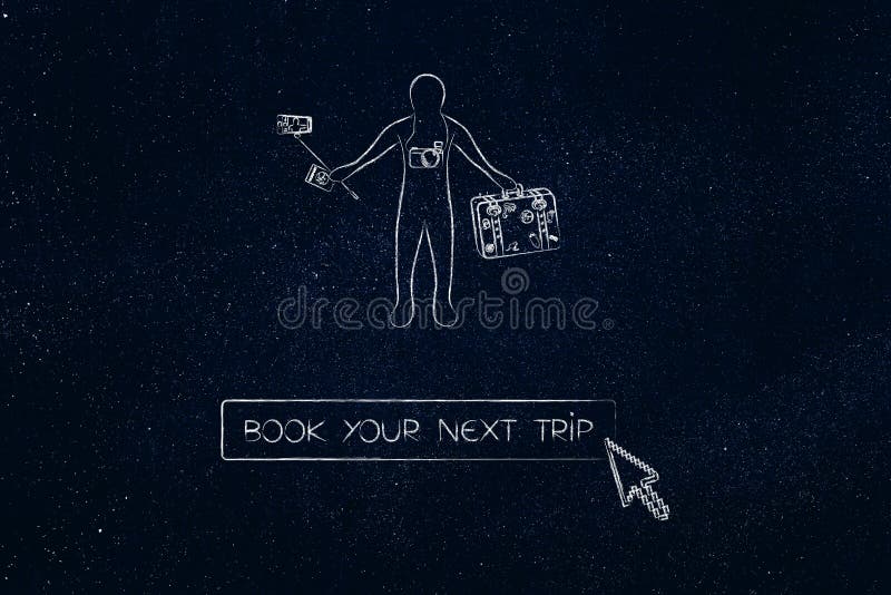 Traveler Above Button with Text and Cursor Stock Illustration ...