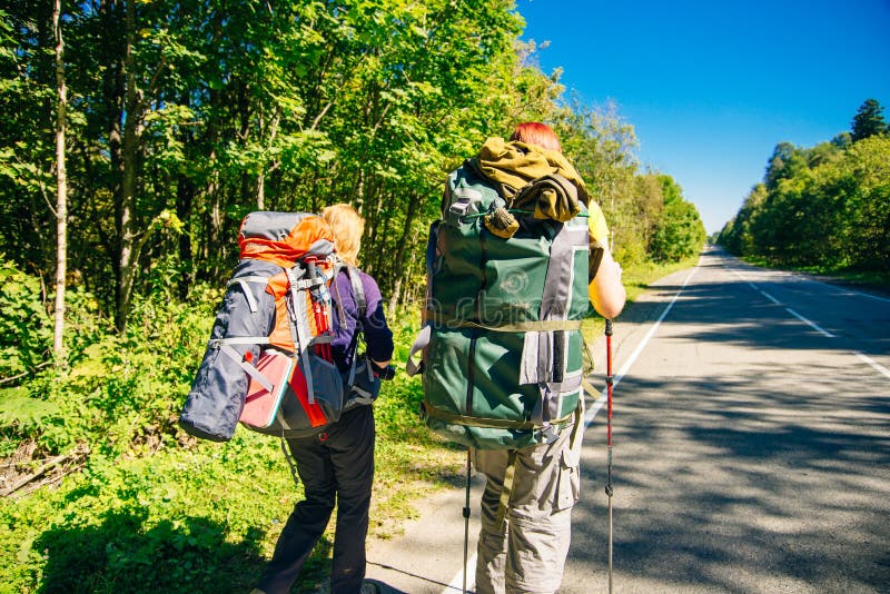 Traveler with a Big Backpack on the Road Editorial Photo - Image of ...