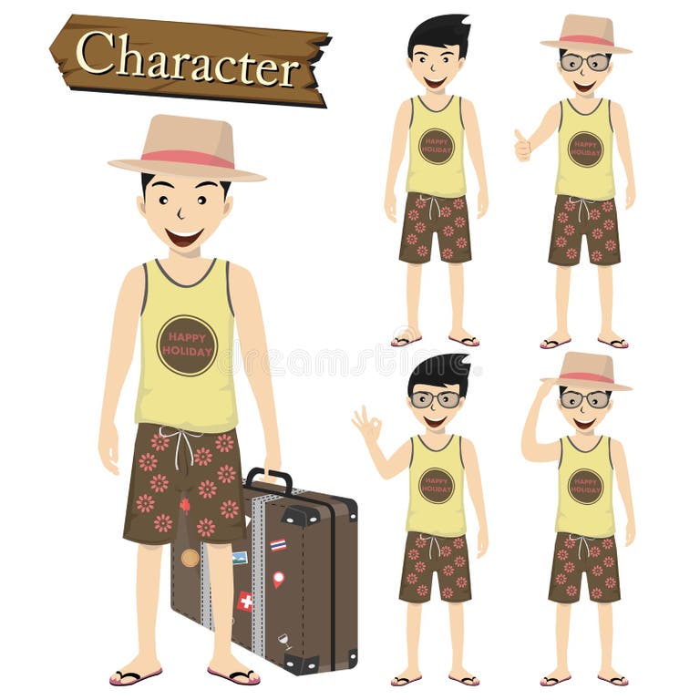 Traveler Character Set Vector Illustration Stock Vector - Illustration ...