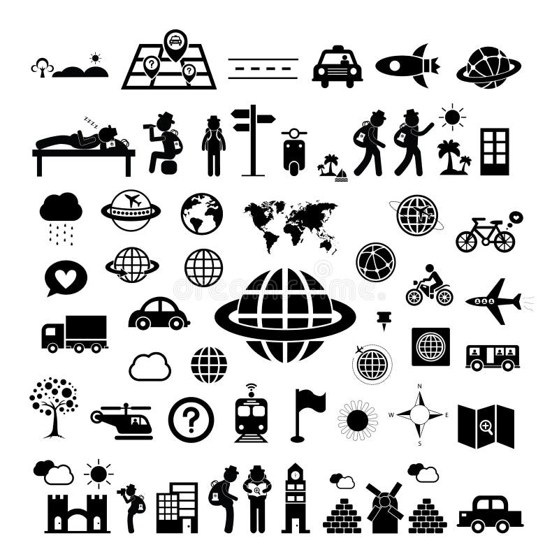 Traveler explorer icon set stock vector. Illustration of industry ...