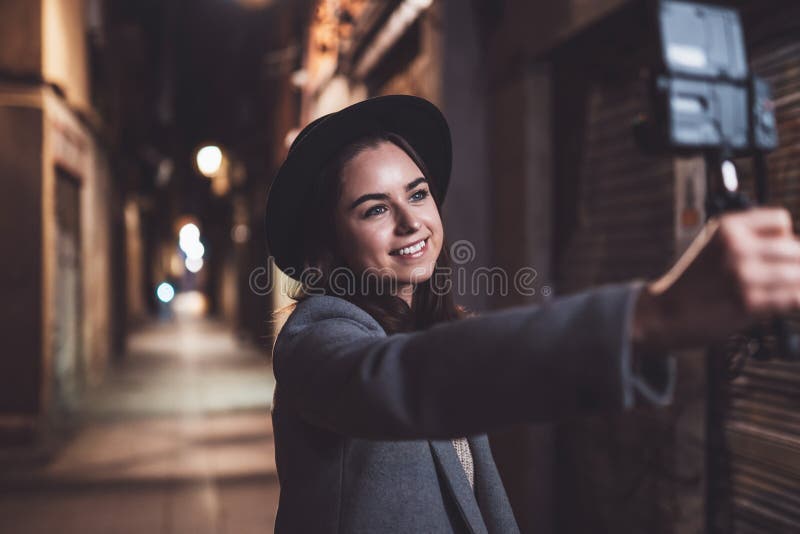 Traveler Female Blogger Shooting Video For Vlog Social Media With