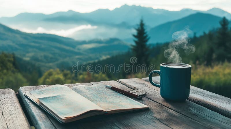 Backpack Table Map Spread Travel Planning Adventure Compass Stock ...