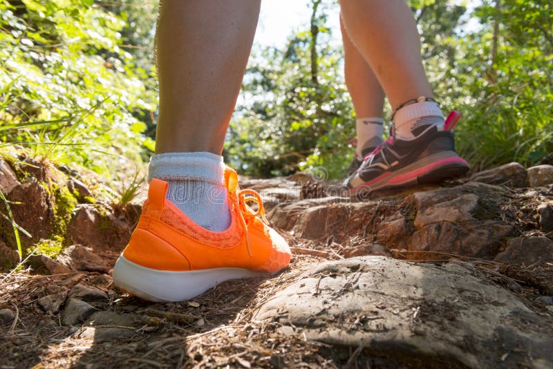 Traveler Legs, Two Women Walking on Path Stock Photo - Image of road ...