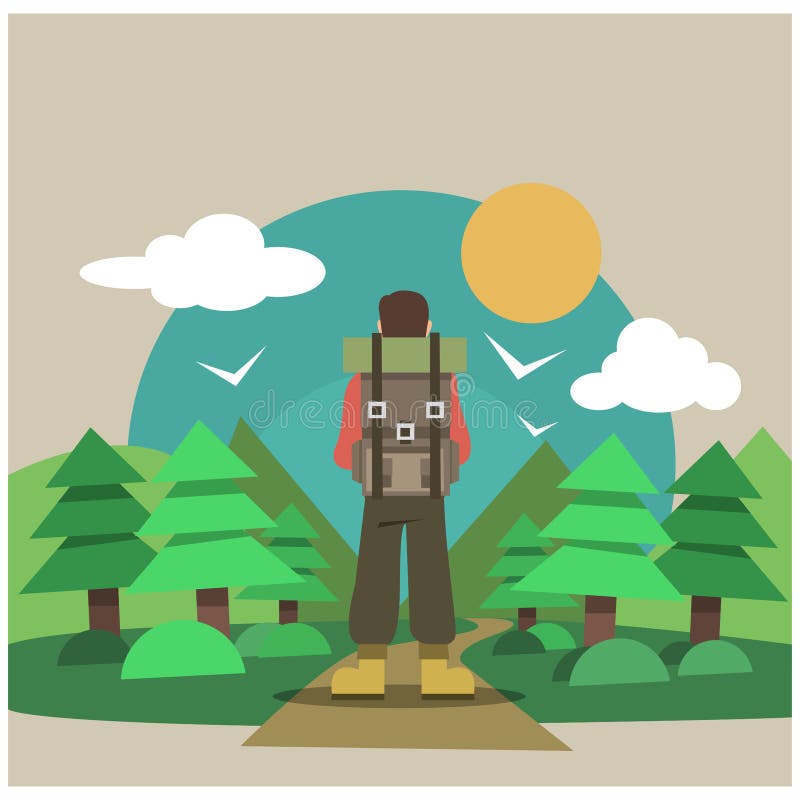 Traveler Logo with Backpack. Vector Illustration Stock Illustration ...