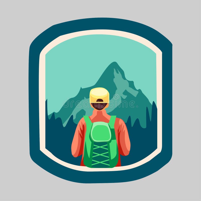 Traveler Logo with Backpack. Vector Illustration Stock Illustration ...
