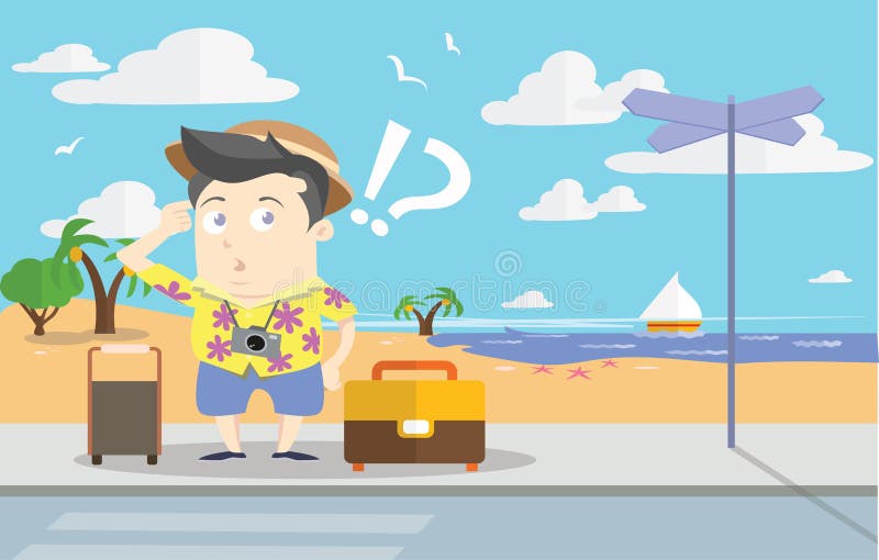 Traveler lost direction stock vector. Illustration of holiday - 58775315