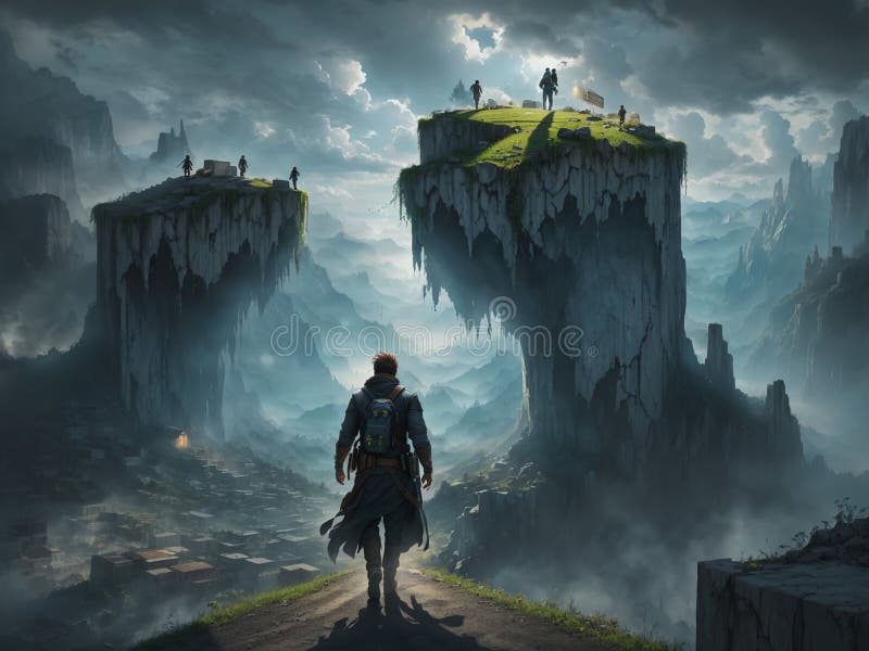 Traveler on a Pathway, Enveloped by Mist, As they Explore the ...