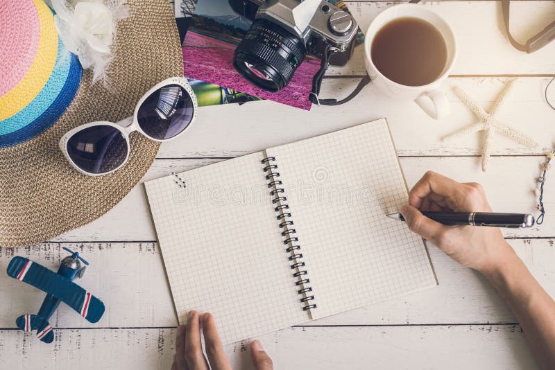 Traveler Planning Trip on Notebook Stock Photo - Image of expedition ...