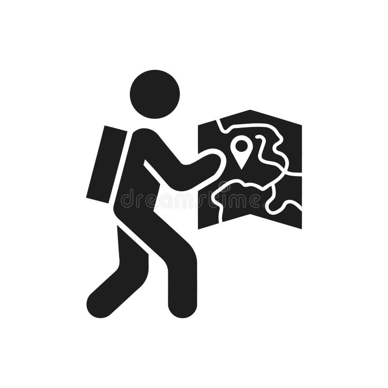 Traveler Reading Map icon stock illustration. Illustration of ...