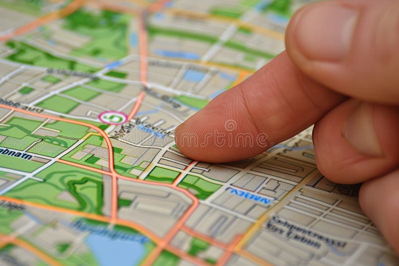 Traveler S Finger Navigating a Map a Visual Guide To Route Exploration ...