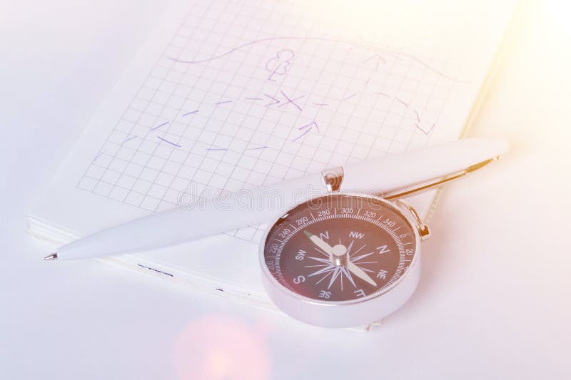 Traveler S Notes. a Clean Notebook with a Pen for Writing a Compass and ...