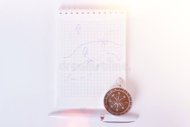 Traveler S Notes. a Clean Notebook with a Pen for Writing a Compass and ...